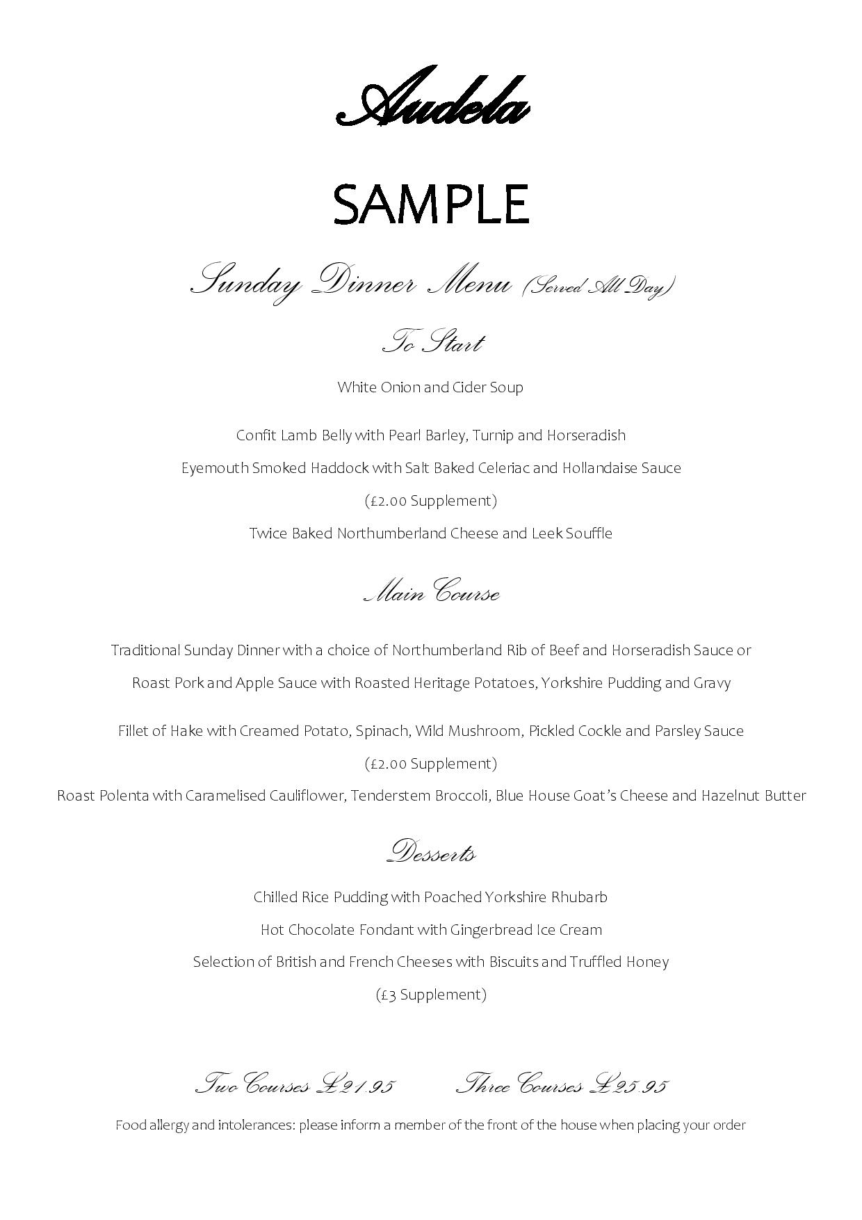 Our Menus and Wine List - Audela Restaurant - Fine Dining in Berwick ...
